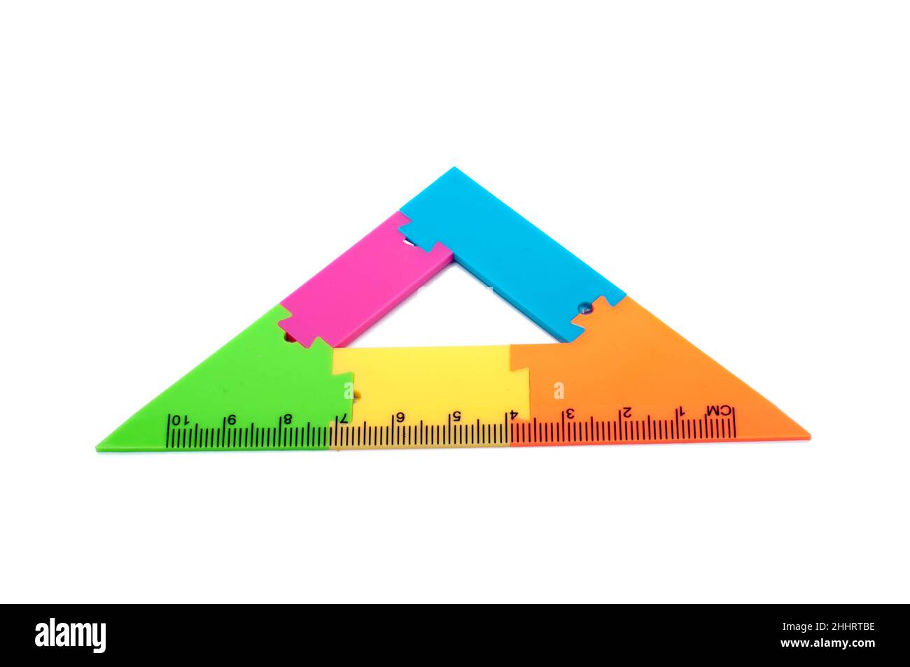 colorful plastic ruler in different color isolated on the white Stock ...