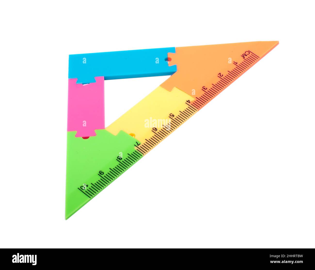 colorful plastic ruler in different color isolated on the white Stock ...