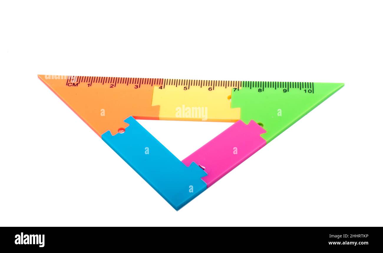 colorful plastic ruler in different color isolated on the white Stock ...