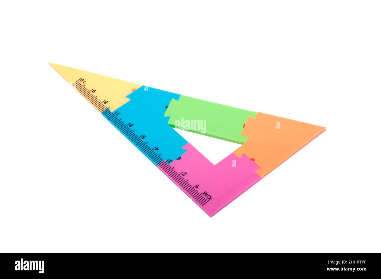 colorful plastic ruler in different color isolated on the white Stock ...