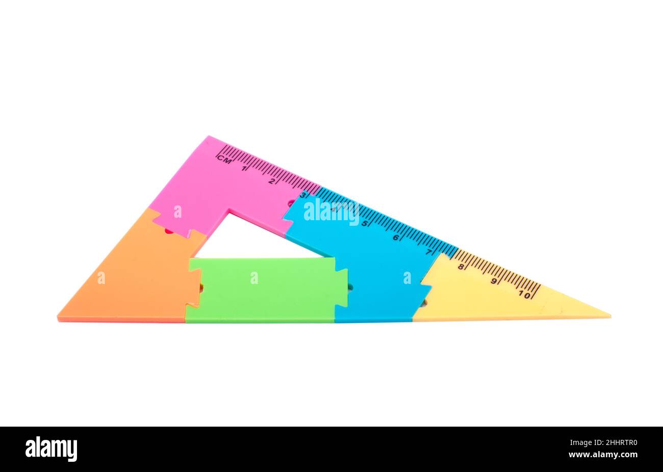 colorful plastic ruler in different color isolated on the white Stock ...