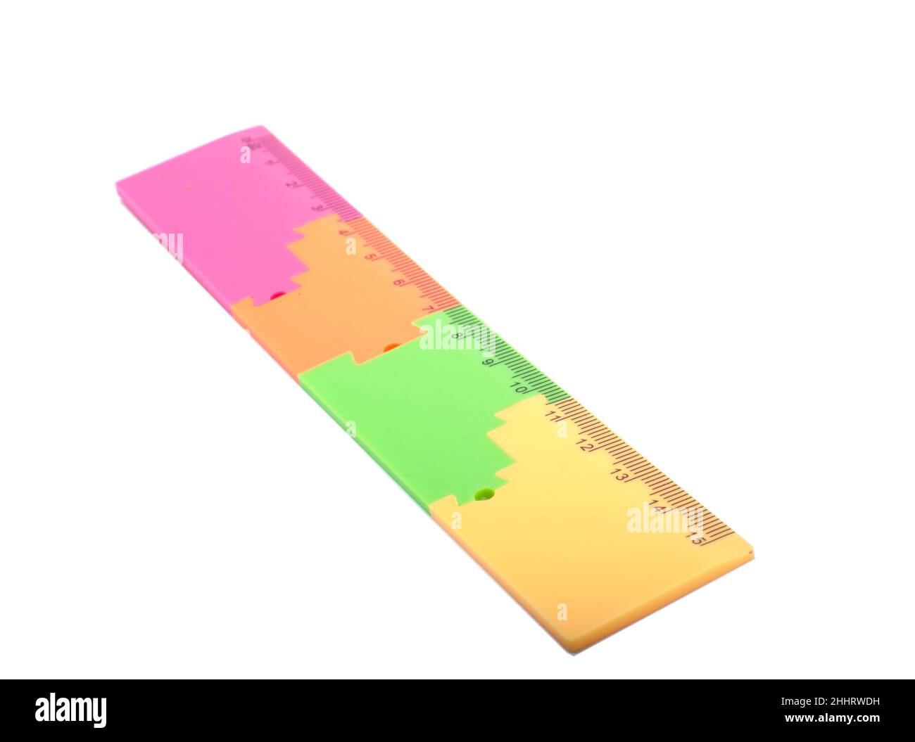 colorful plastic ruler in different color isolated on the white Stock ...