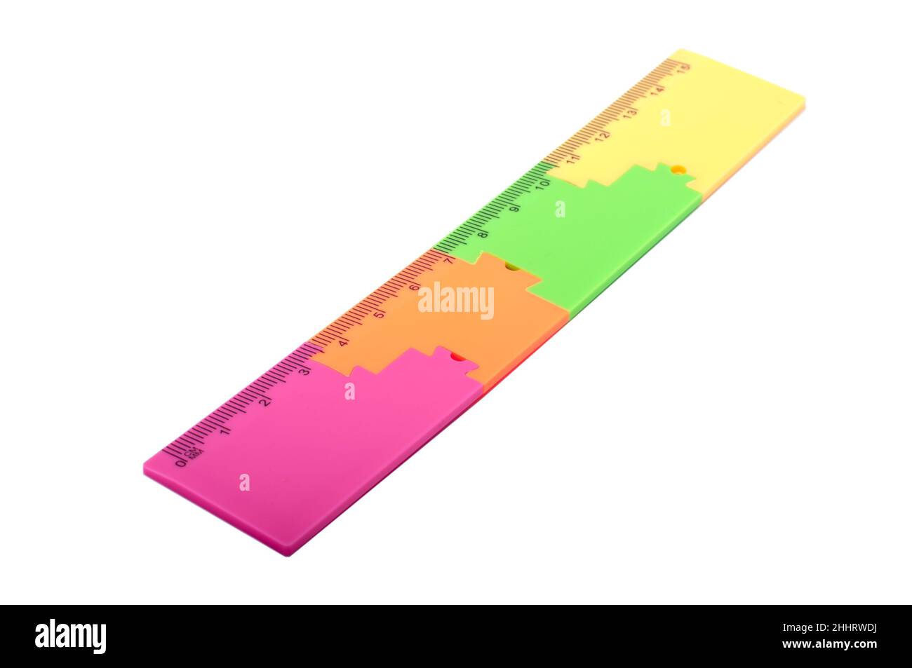 colorful plastic ruler in different color isolated on the white Stock ...