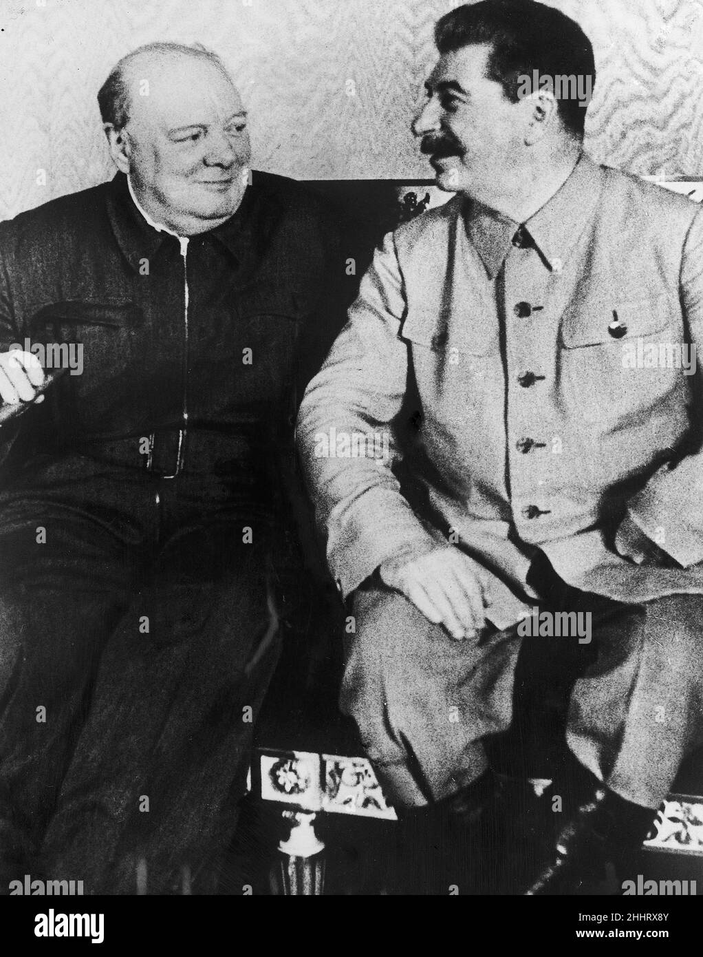 Winston Churchill seen here with Marshal Joesf Stalin seen here during ...
