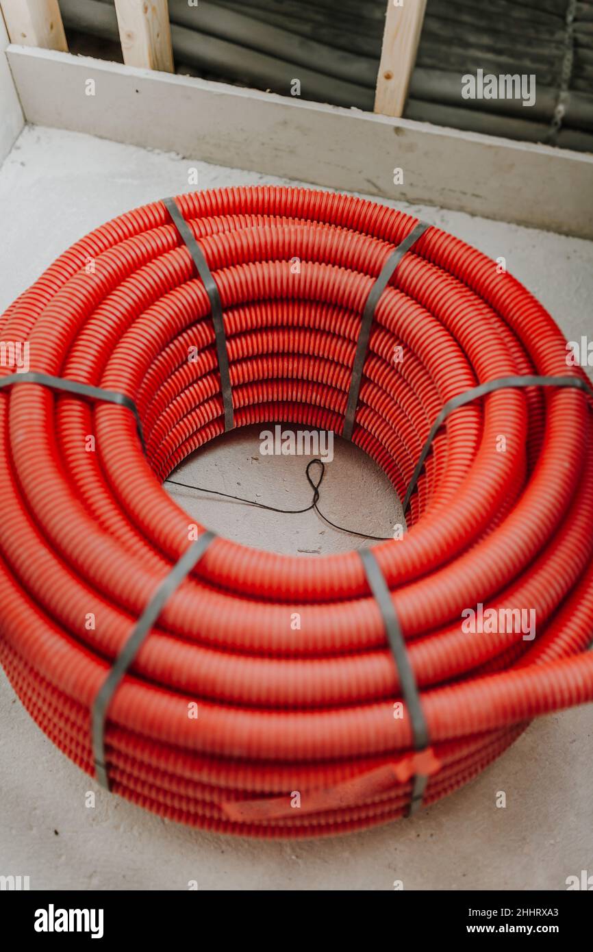 PVC Sewer Tube Lying on Construction Site Stock Photo - Alamy