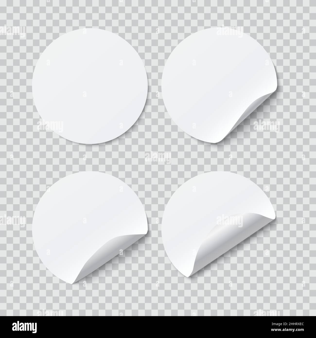 Round paper stickers template. Realistic vector white sticky paper ...