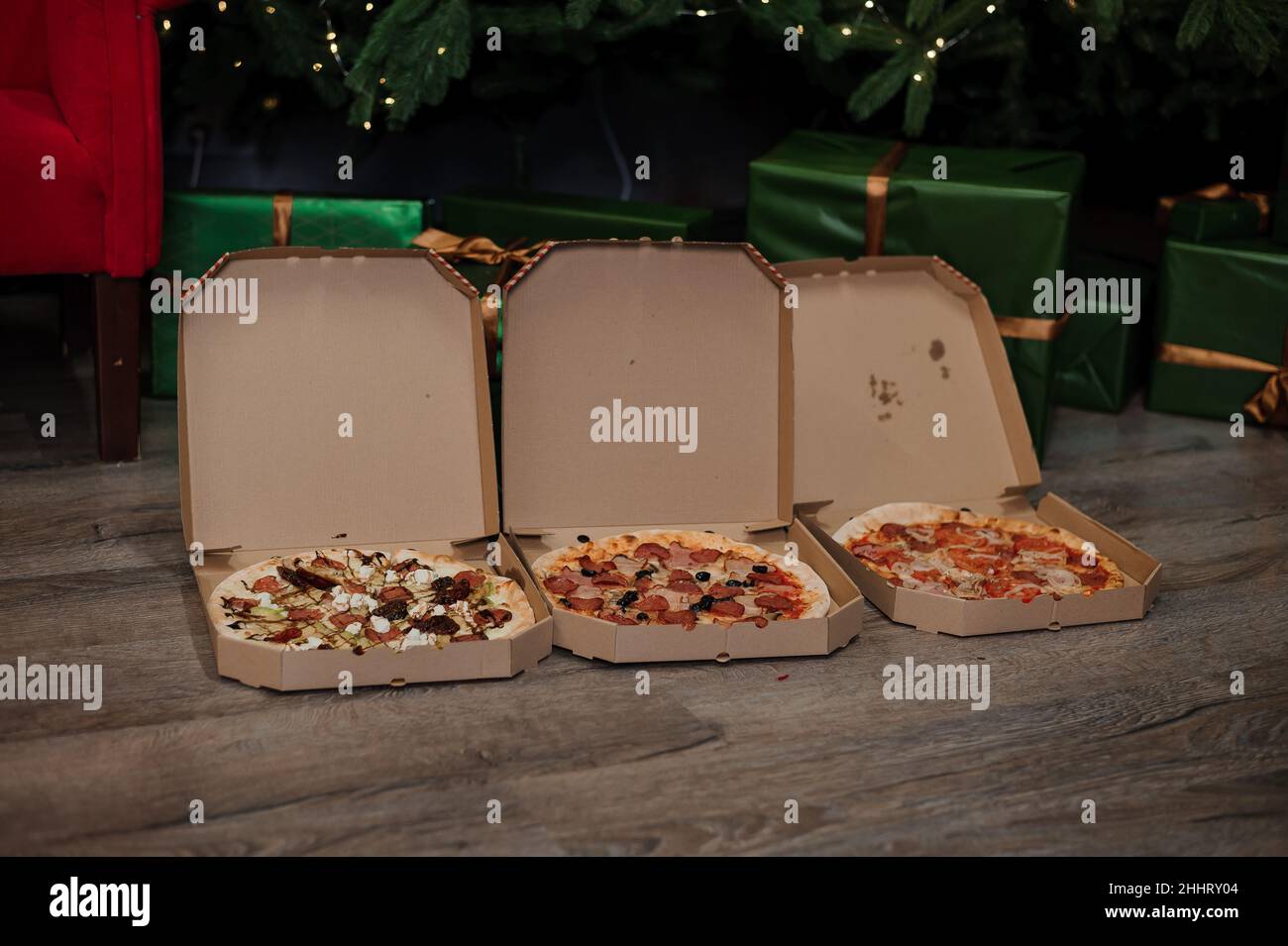 Pizza boxes table hi-res stock photography and images - Alamy