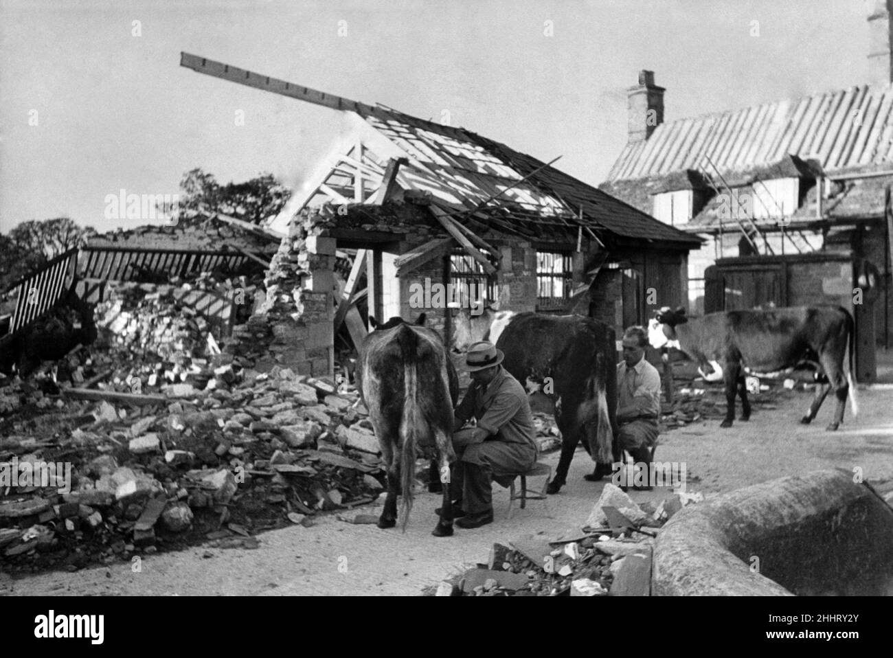 Farm with bomb damage at Allington near Chippenham, Wilts October 1940 ...