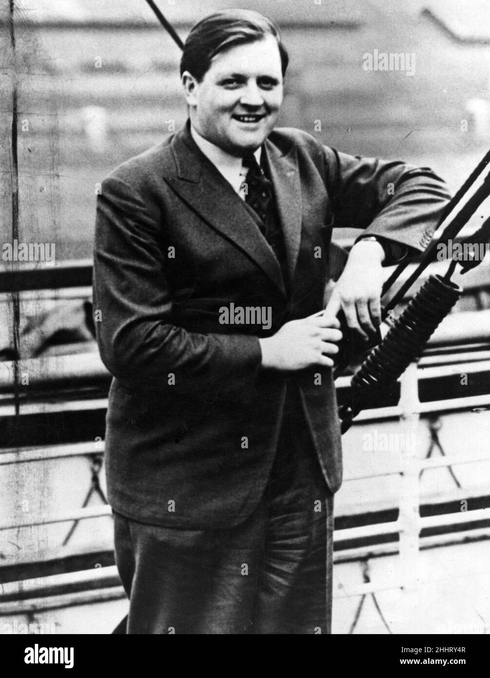 Richard Dimbleby sails to cover a Canadian Royal tour. 1939 Stock Photo ...