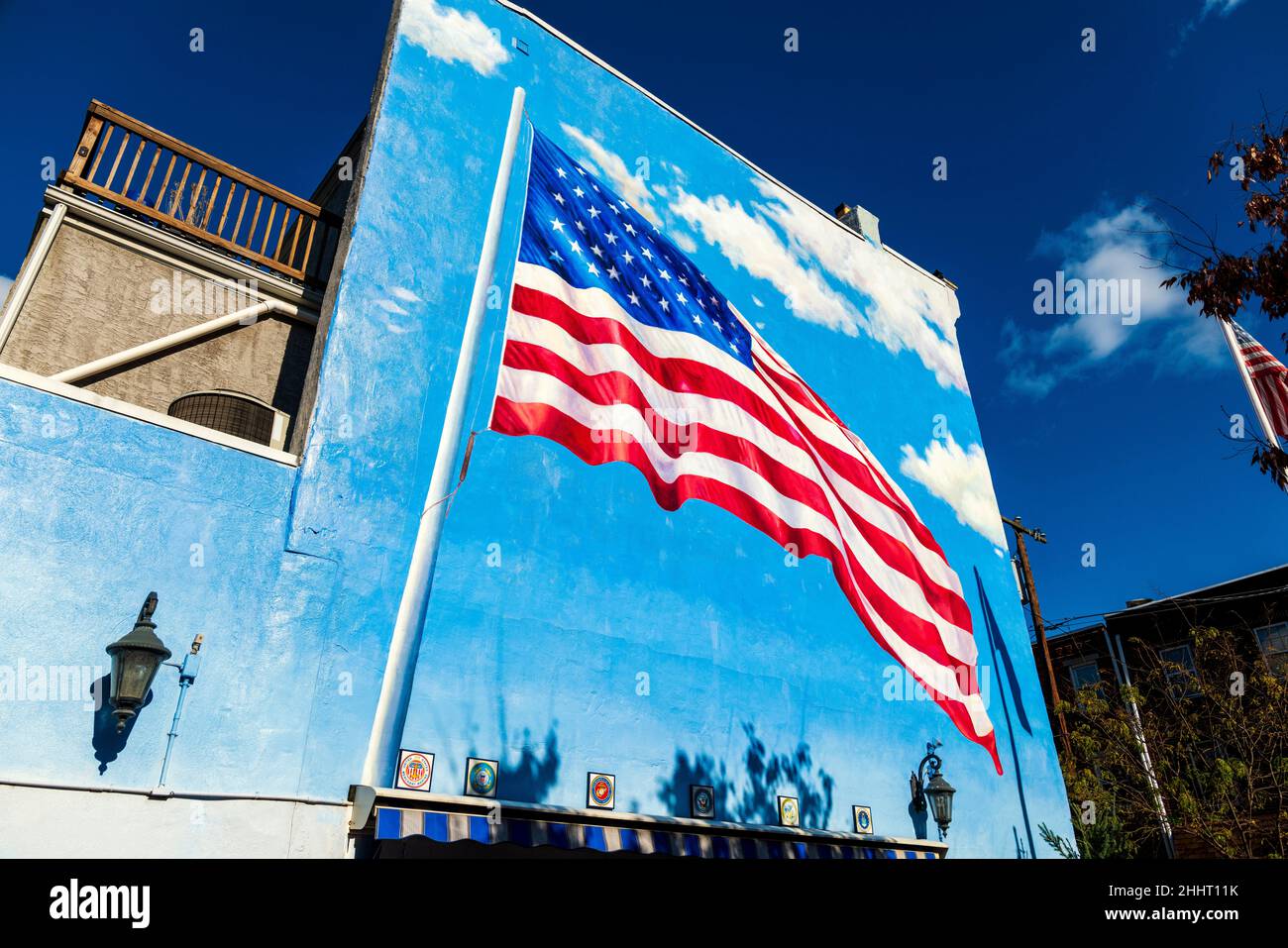 American Flag, Old Glory, Stars & Stripes art mural painted on the side ...