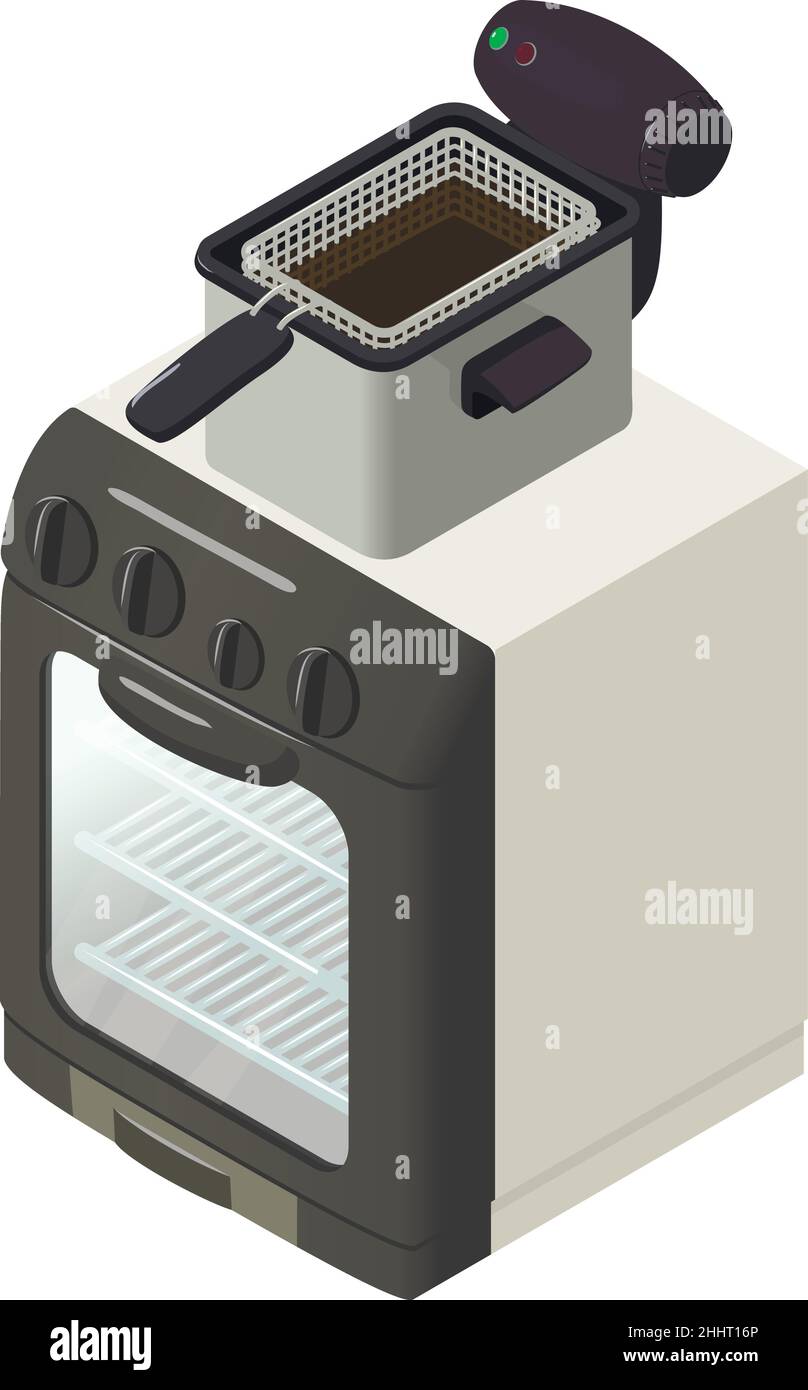 Kitchen technology icon isometric vector. New modern oven and fryer ...