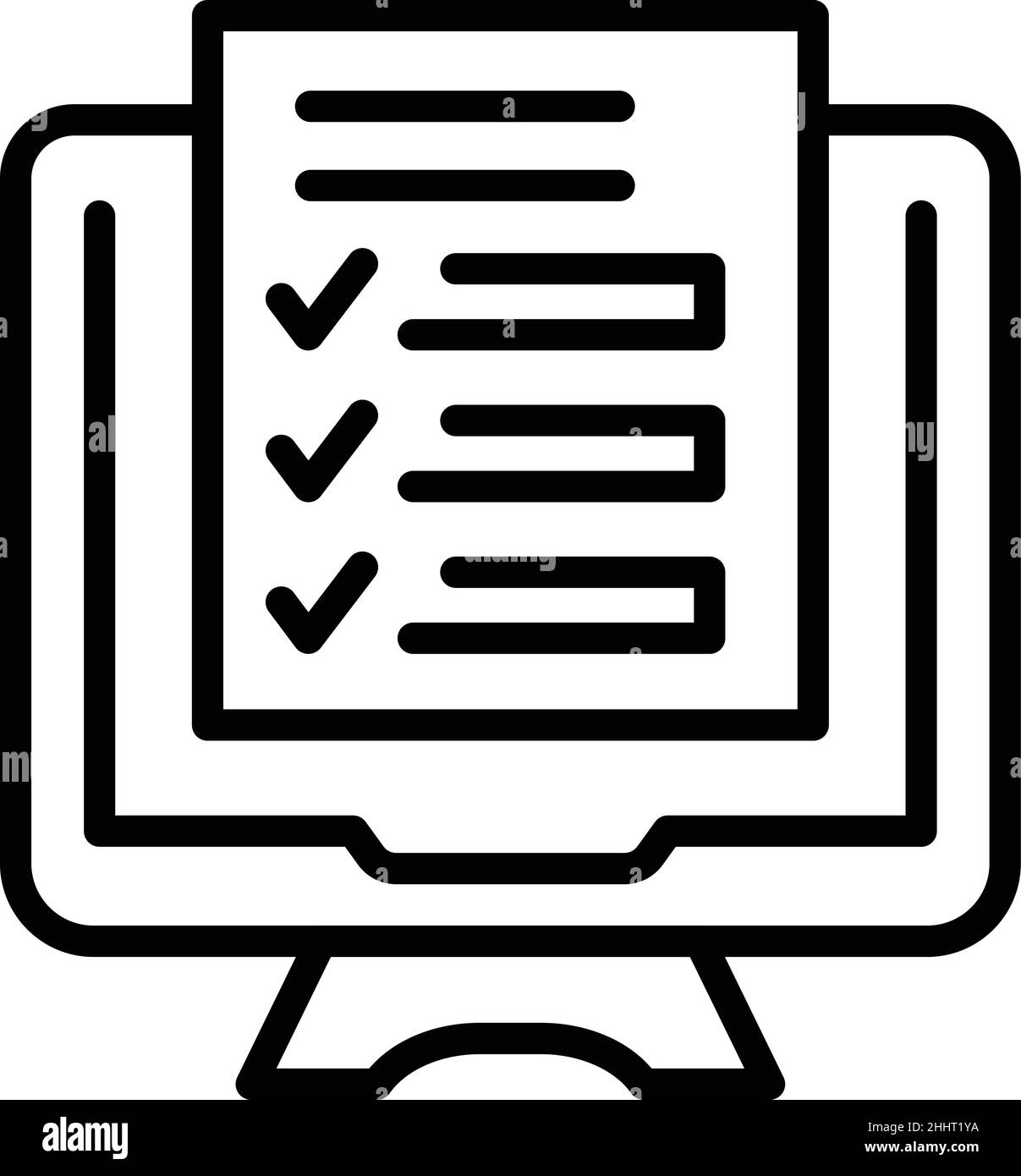 Approved exam icon outline vector. Online computer test. School study ...