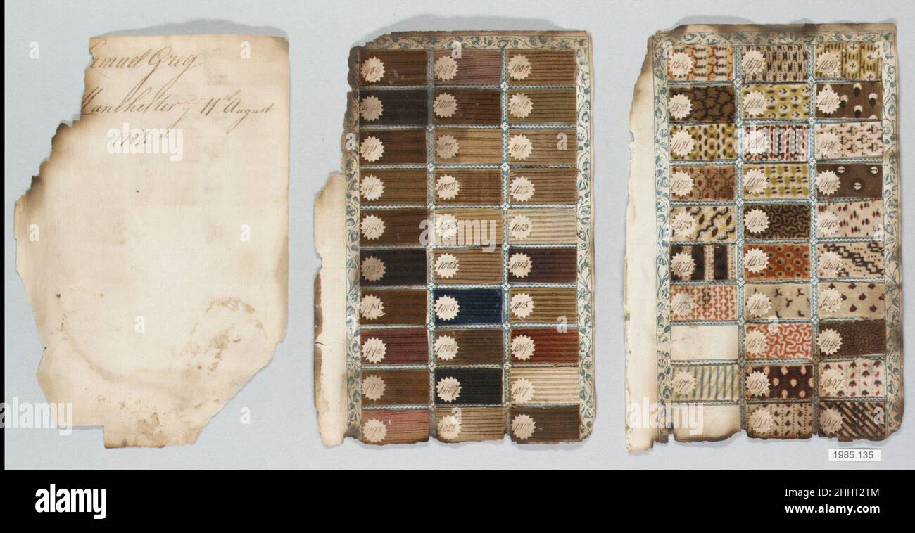 Textile Sample Book 1784 British, Manchester. Textile Sample Book ...