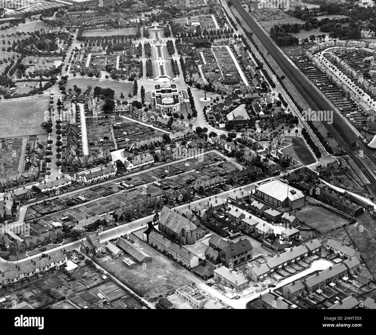 Port Sunlight, Cheshire. Factories can be seen in the background. 10th ...