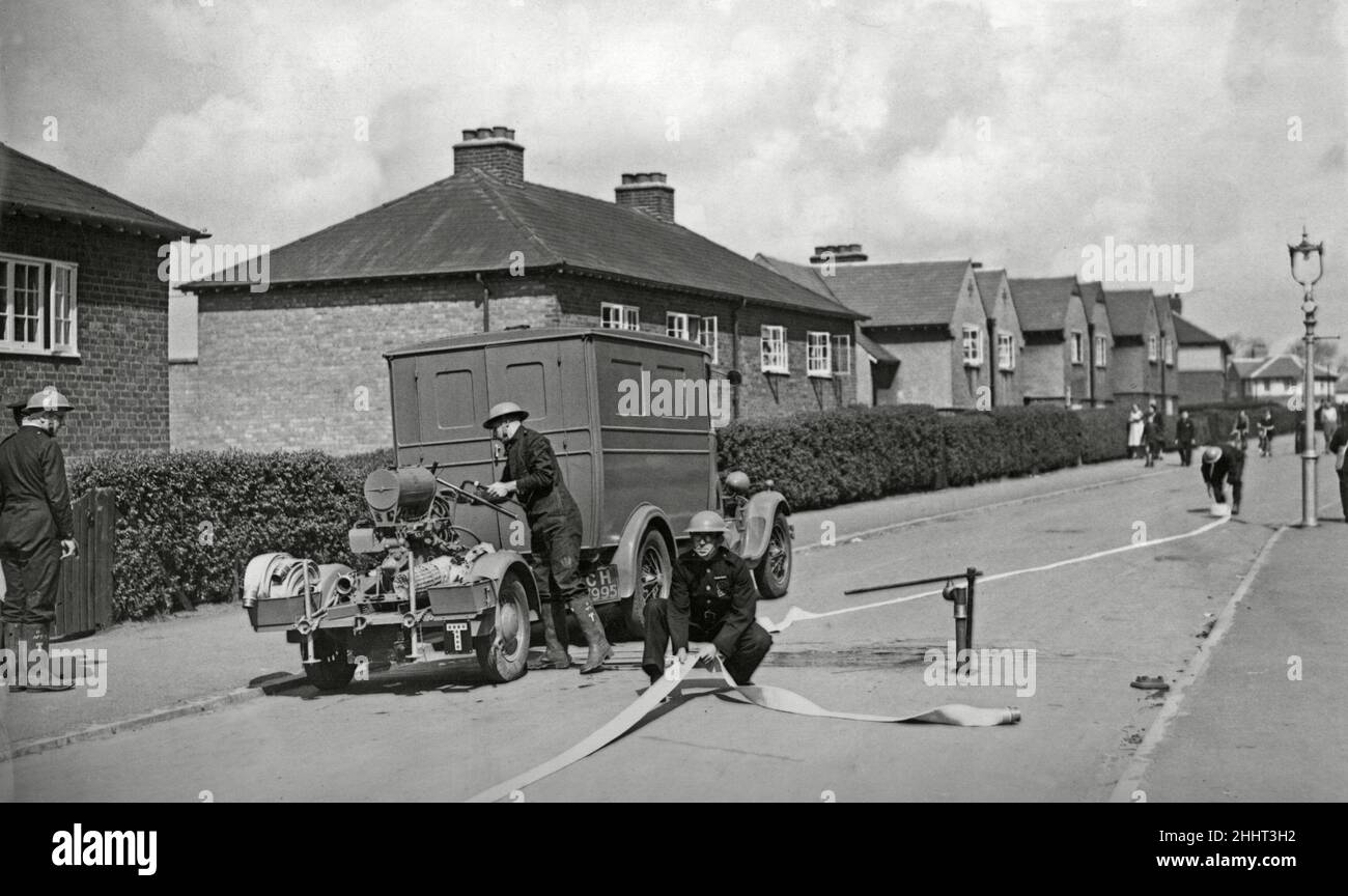 Auxiliary fire service unit in action during the A.R.P. exercises at ...
