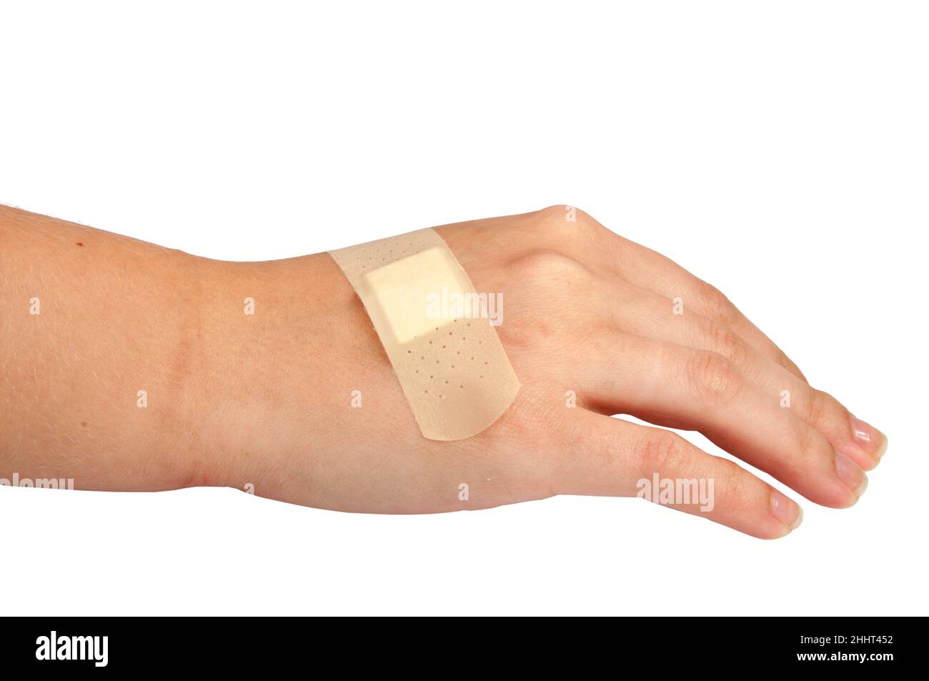 medical plaster or patch on hand isolated on the white Stock Photo - Alamy