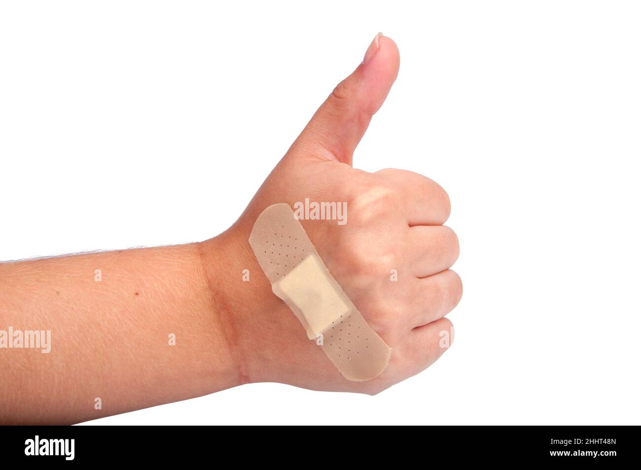medical plaster or patch on hand isolated on the white Stock Photo - Alamy