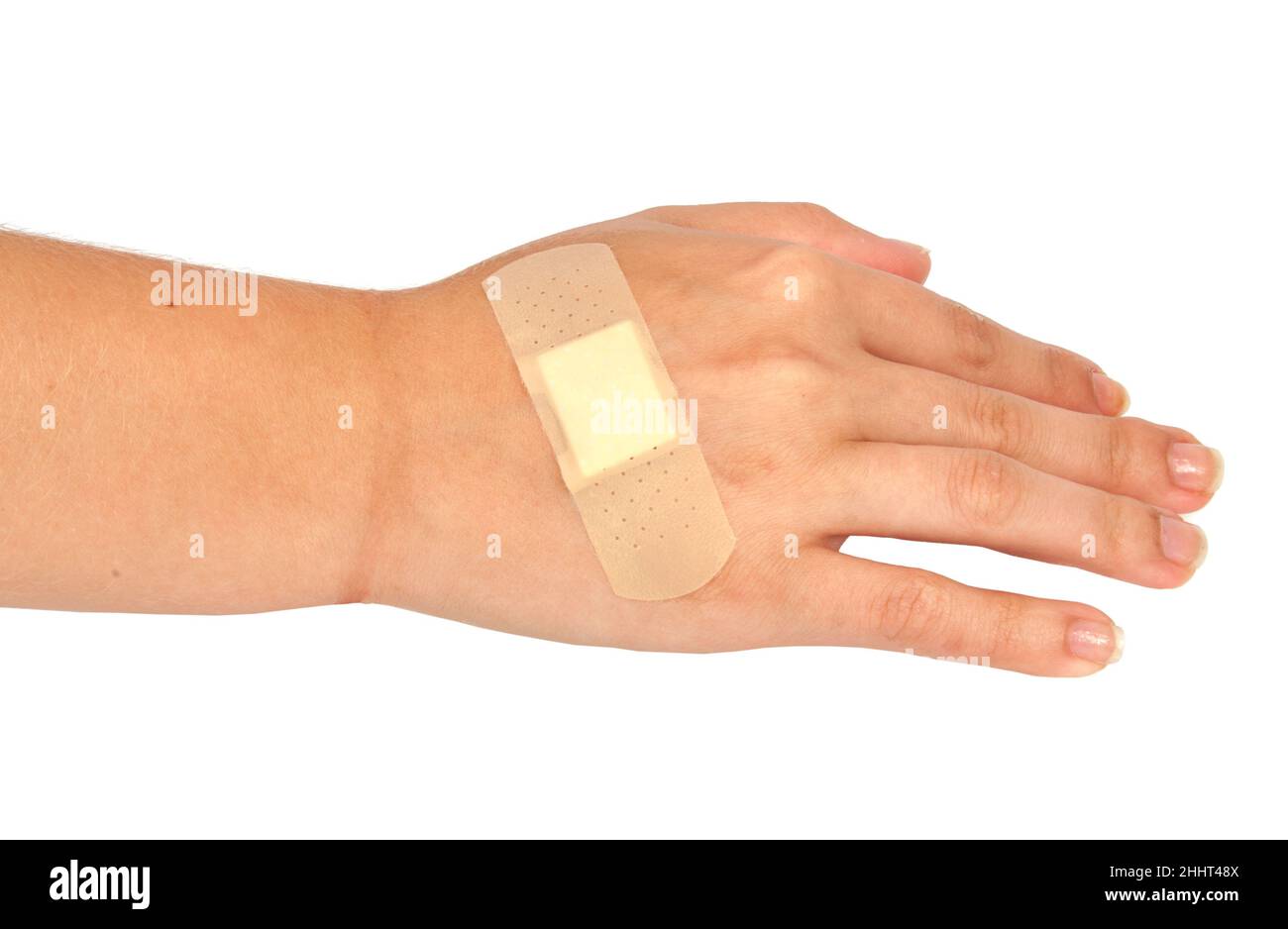 medical plaster or patch on hand isolated on the white Stock Photo - Alamy