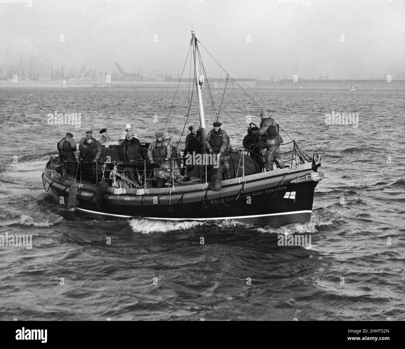 The crew of the New Brighton lifeboat seen here aboard their new vessel ...