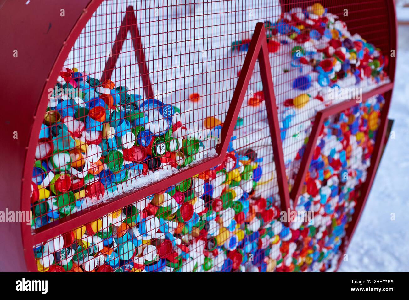 Recycling of recyclable materials. Collecting a huge number of plastic ...