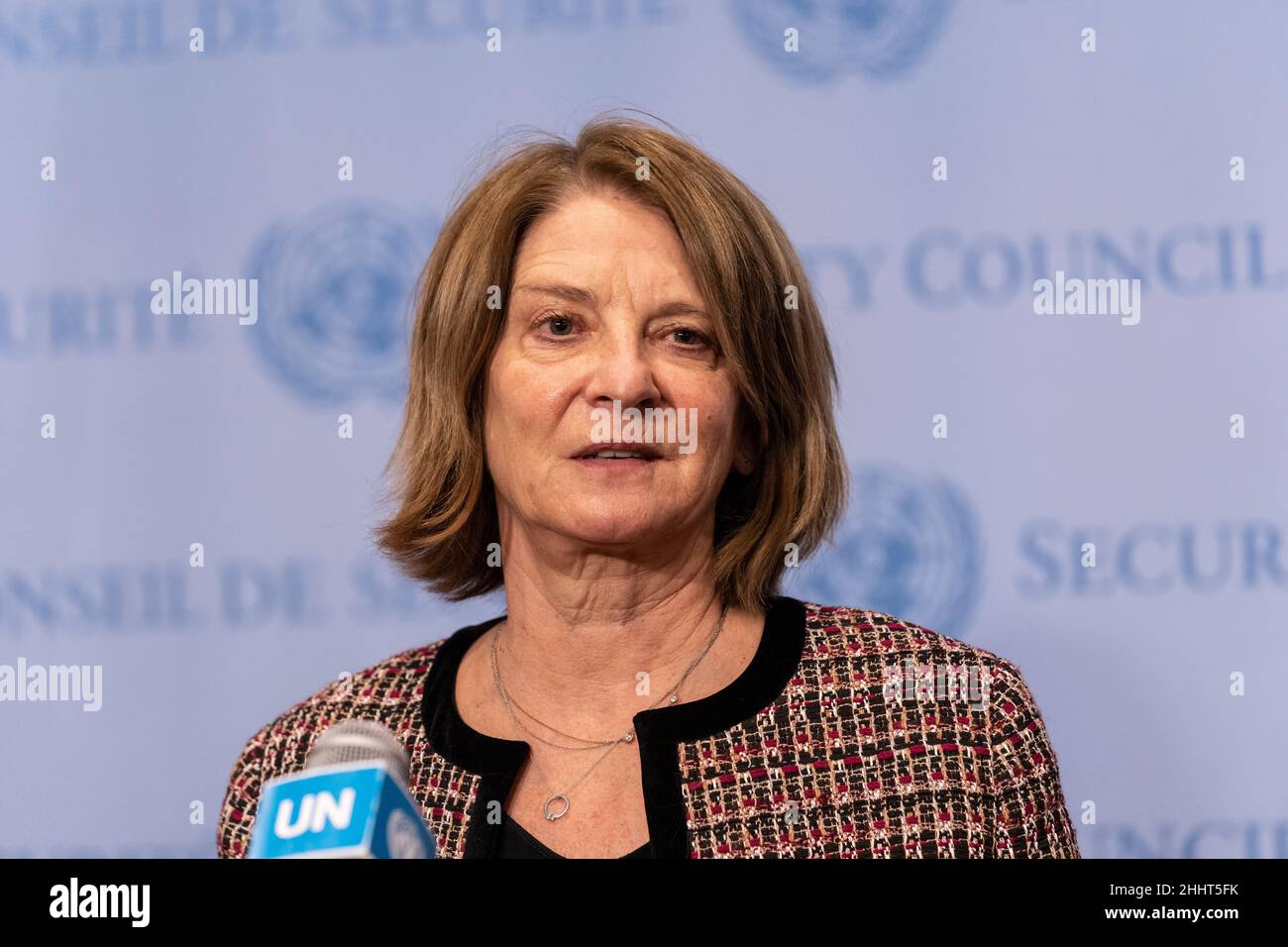 New York, NY - January 25, 2022: Ambassador Mona Juul introduced Prime ...