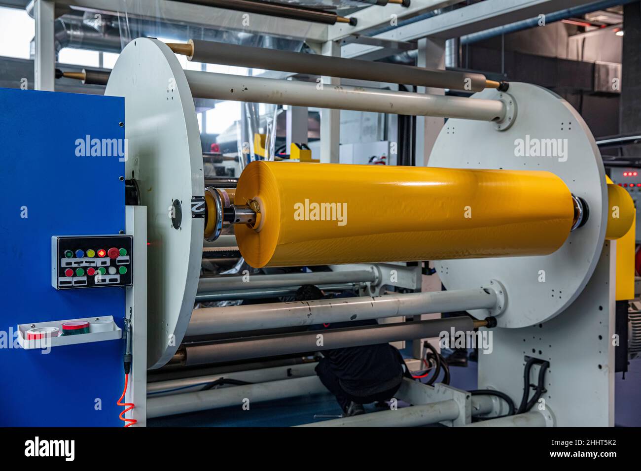 Tape production factory. Laminating and rewinding kind of protective ...