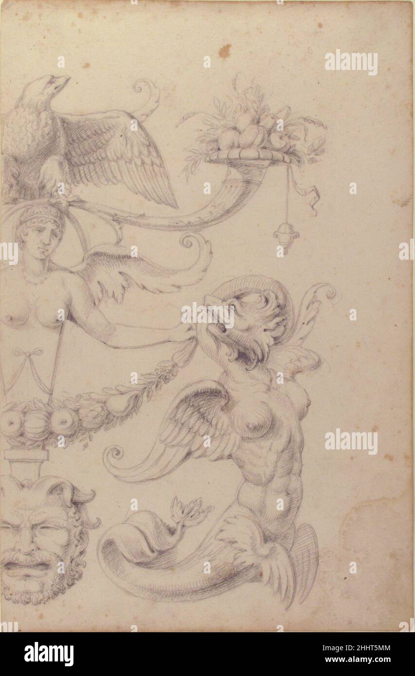 Drawing of a Grotesque after a 16th-century Decorative Relief. n.d ...
