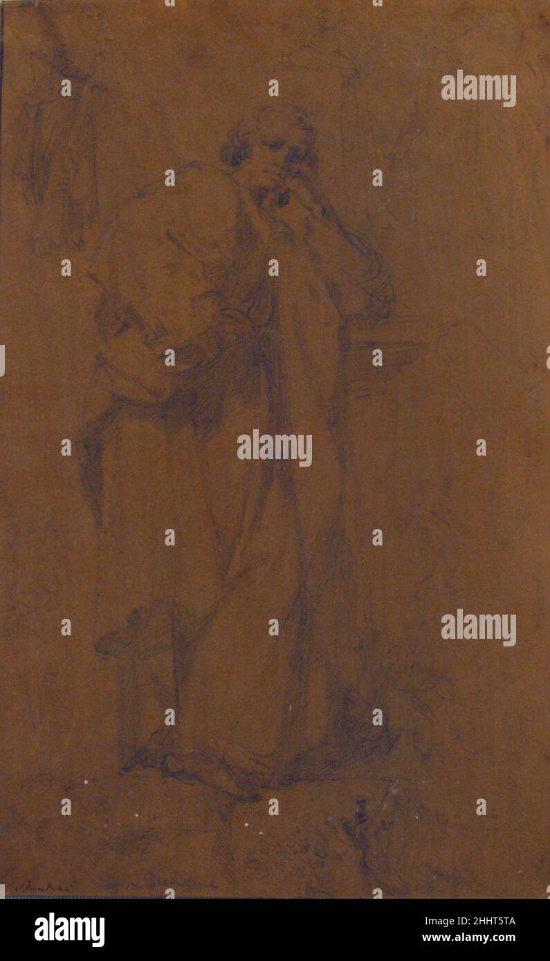 Standing Draped Male Figure, His Left Arm Resting on a Pedestal 1596 ...