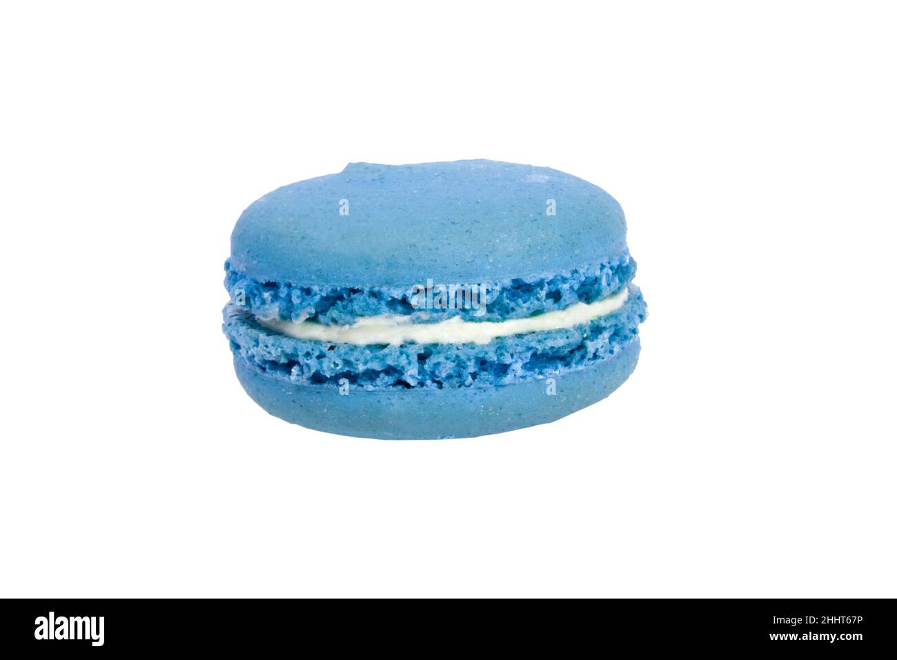 blue macaroon isolated on the white background Stock Photo - Alamy