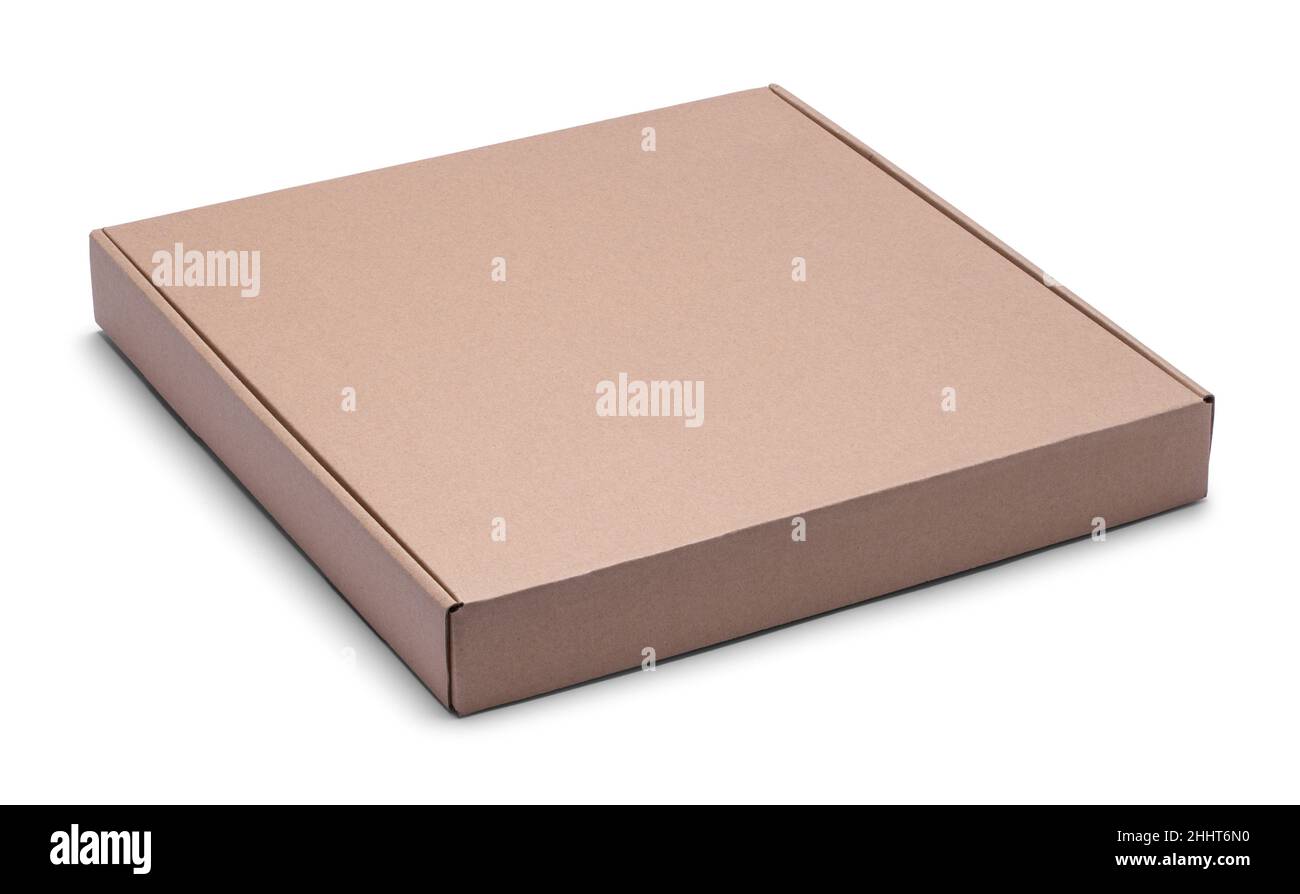 Closed Flat Brown Cardboard Box Cut Out on White Stock Photo - Alamy