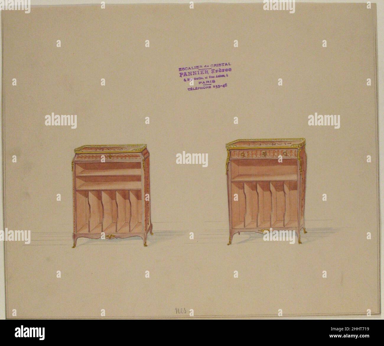 Two Designs for Tables with Shelves and Dividers ca. 1900 Anonymous ...