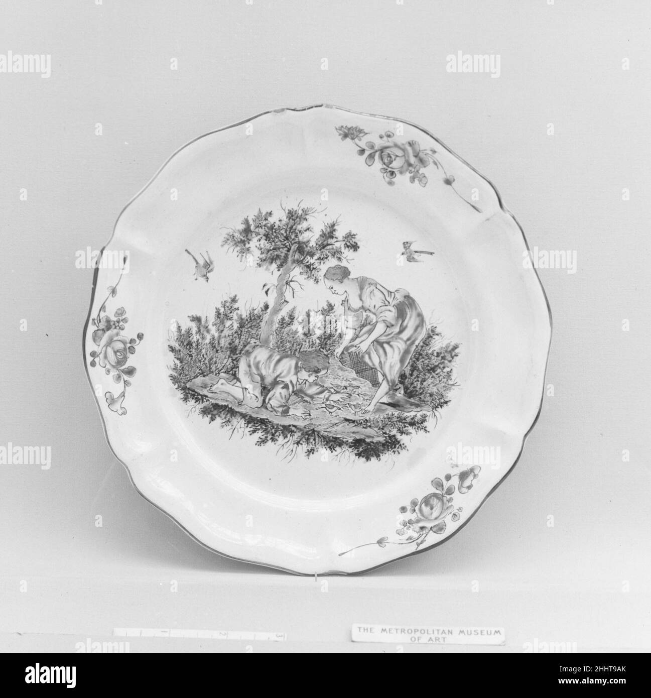 Plate 18th century French, Sinceny Faience, or tin-glazed and enameled ...