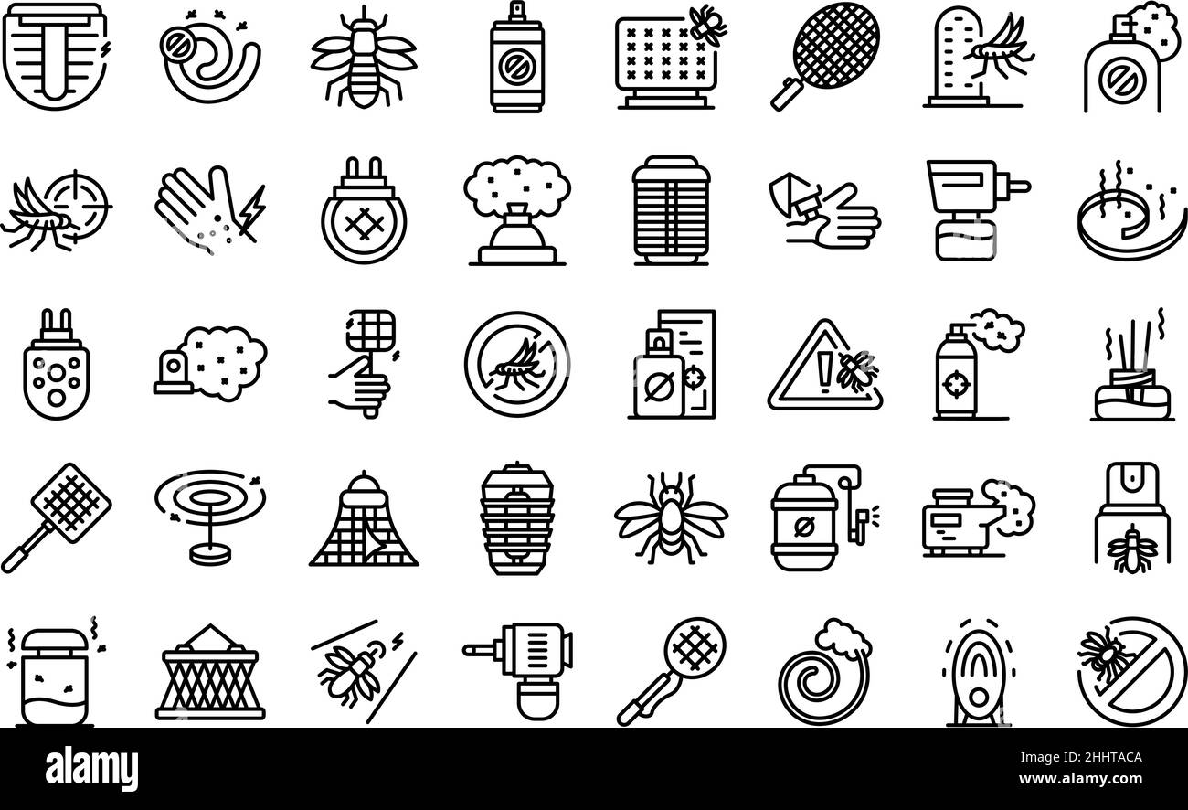 Mosquito protective icons set outline vector. Aerosol bite. Insect ...