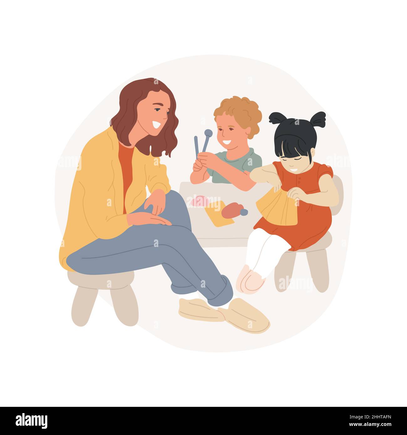 Making crafts abstract concept vector illustration. Toddler creative ...