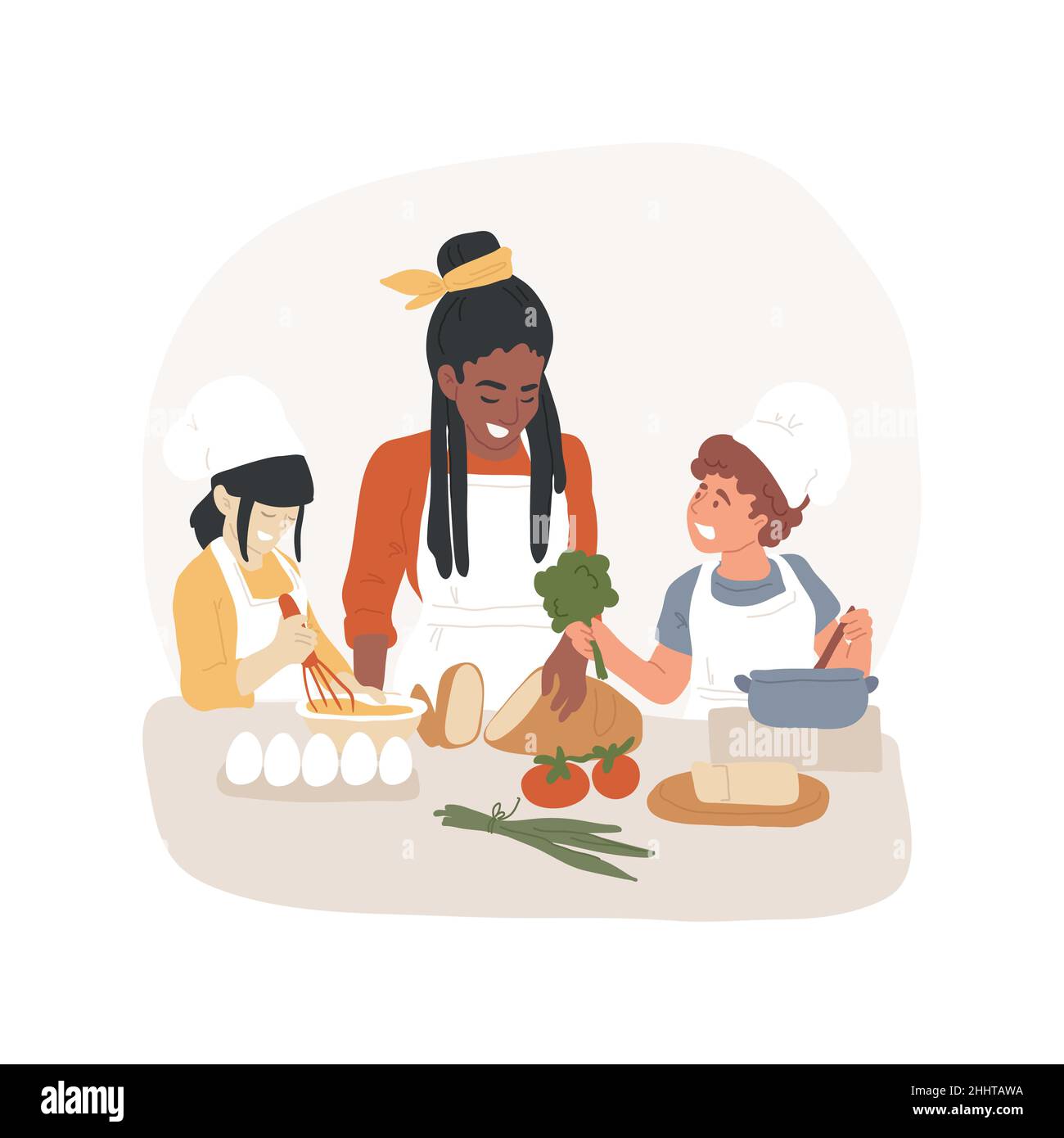 Cooking healthy meal abstract concept vector illustration. Children ...