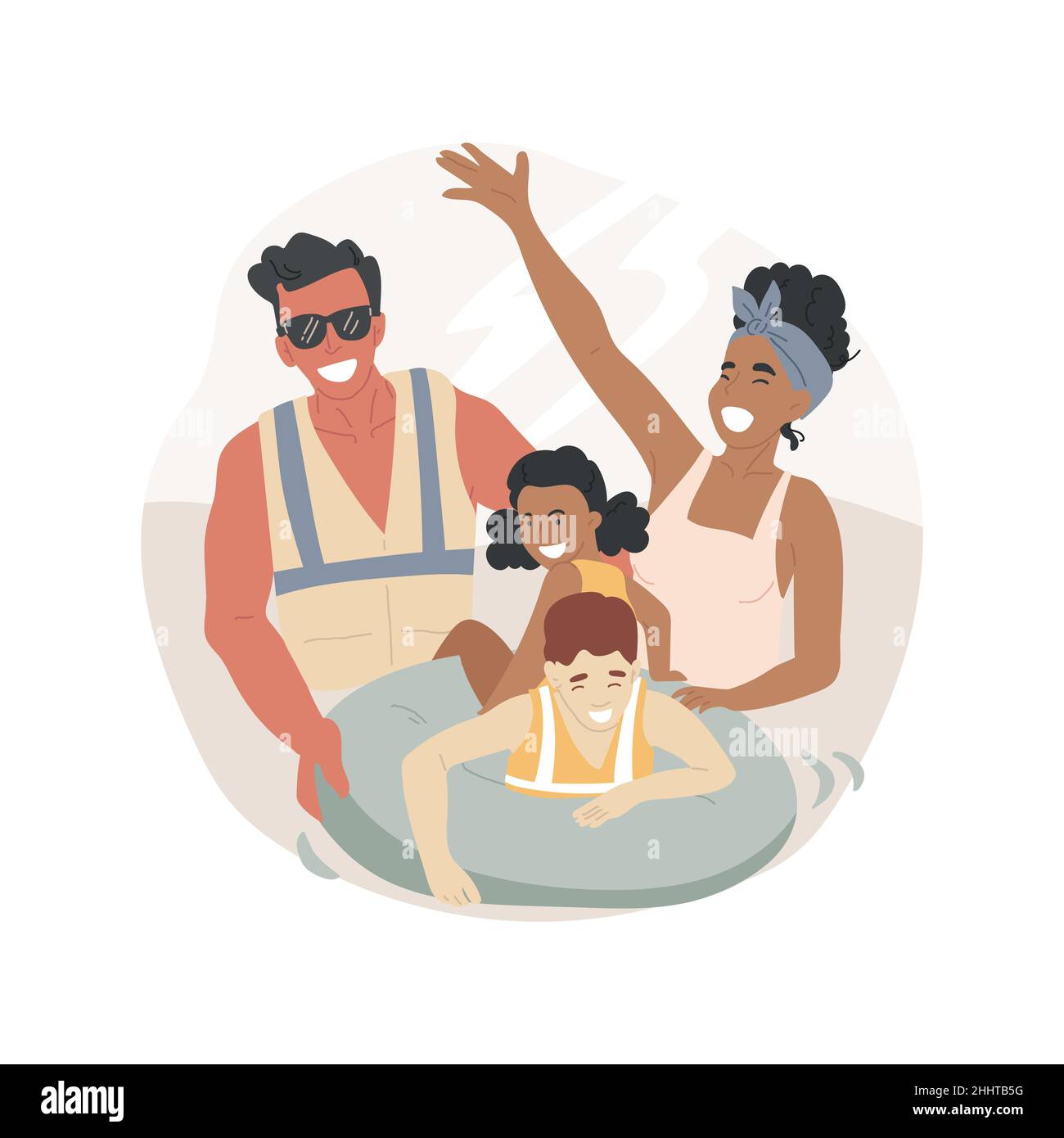 Tubing isolated cartoon vector illustration. Summer fun activity, water ...