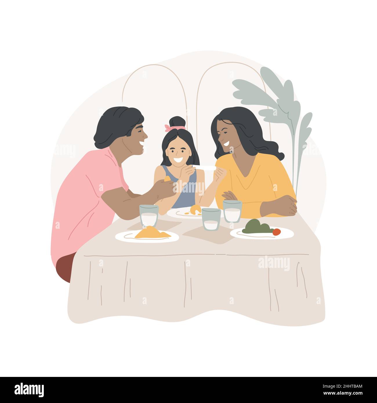 Family restaurant isolated cartoon vector illustration. Opening fortune ...