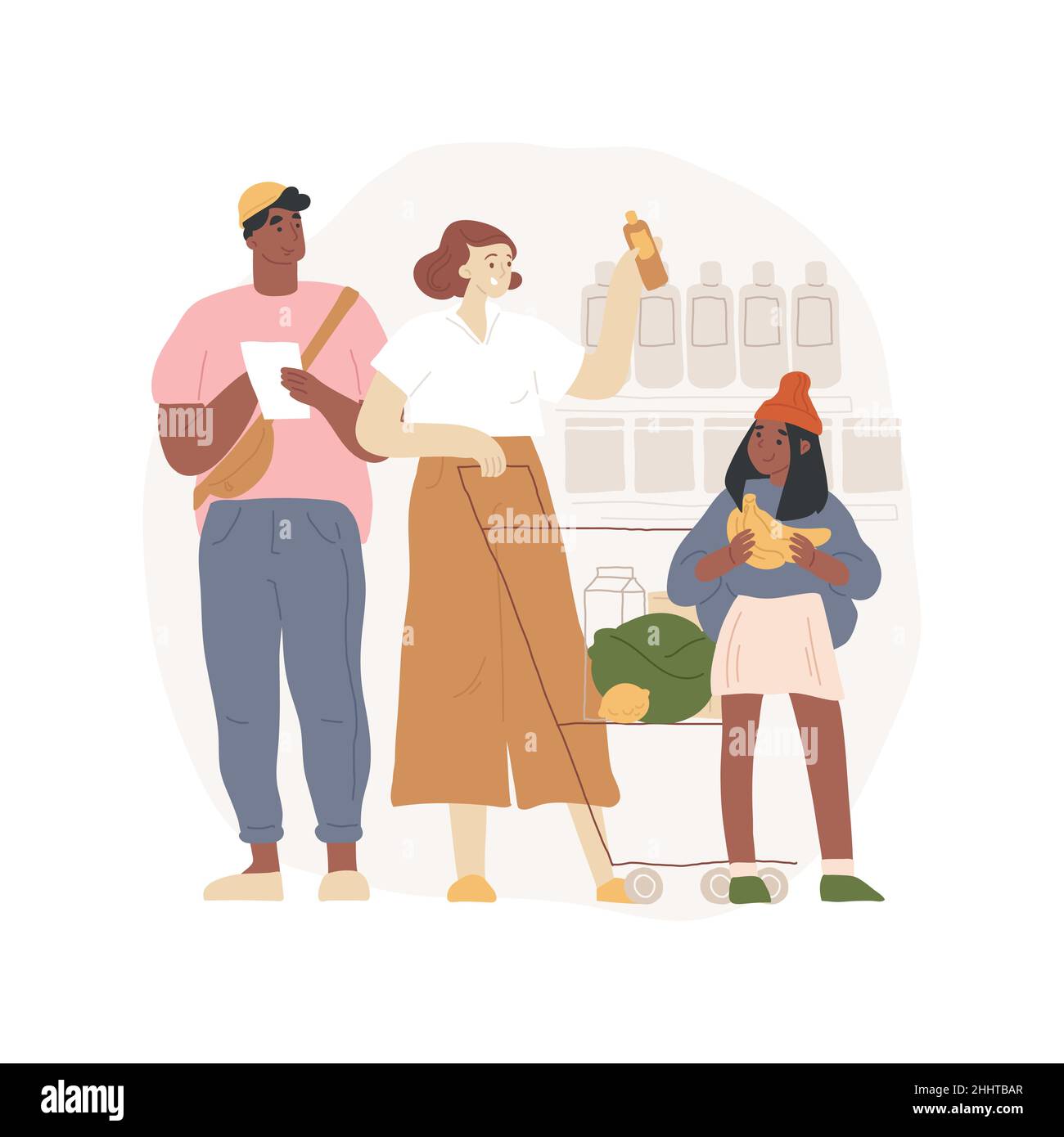 Picking goods isolated cartoon vector illustration. Kid sitting in a ...