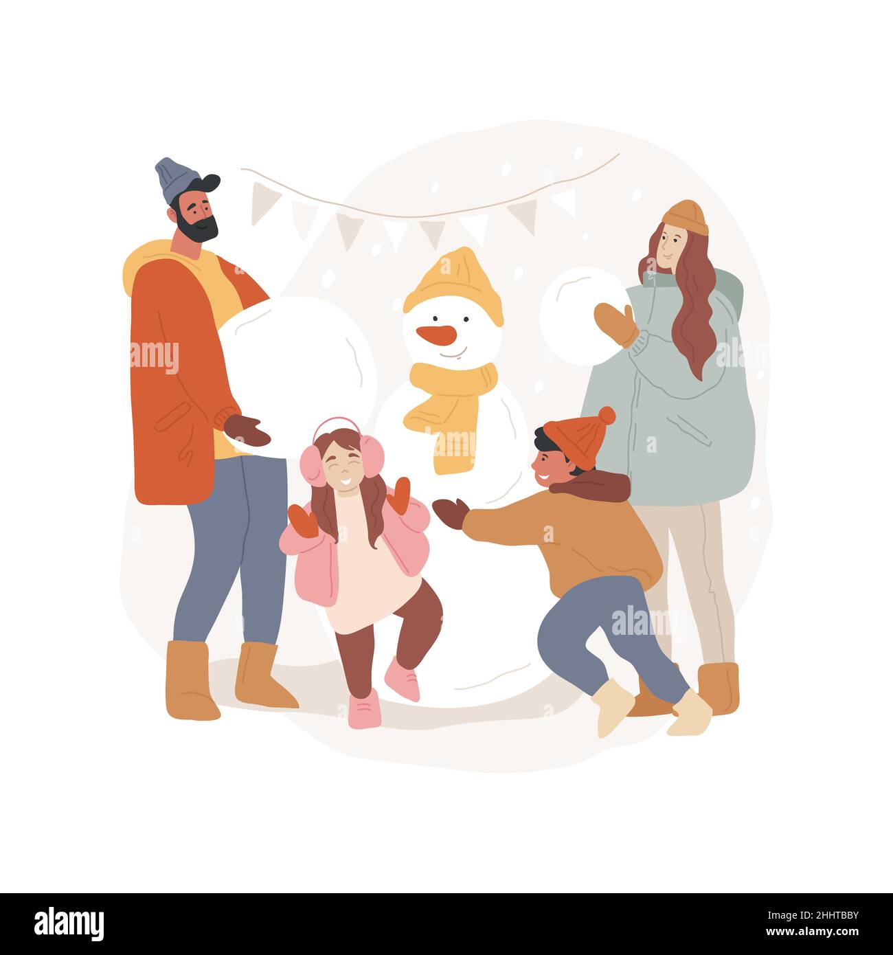 Make a snowman isolated cartoon vector illustration. Winter holiday ...