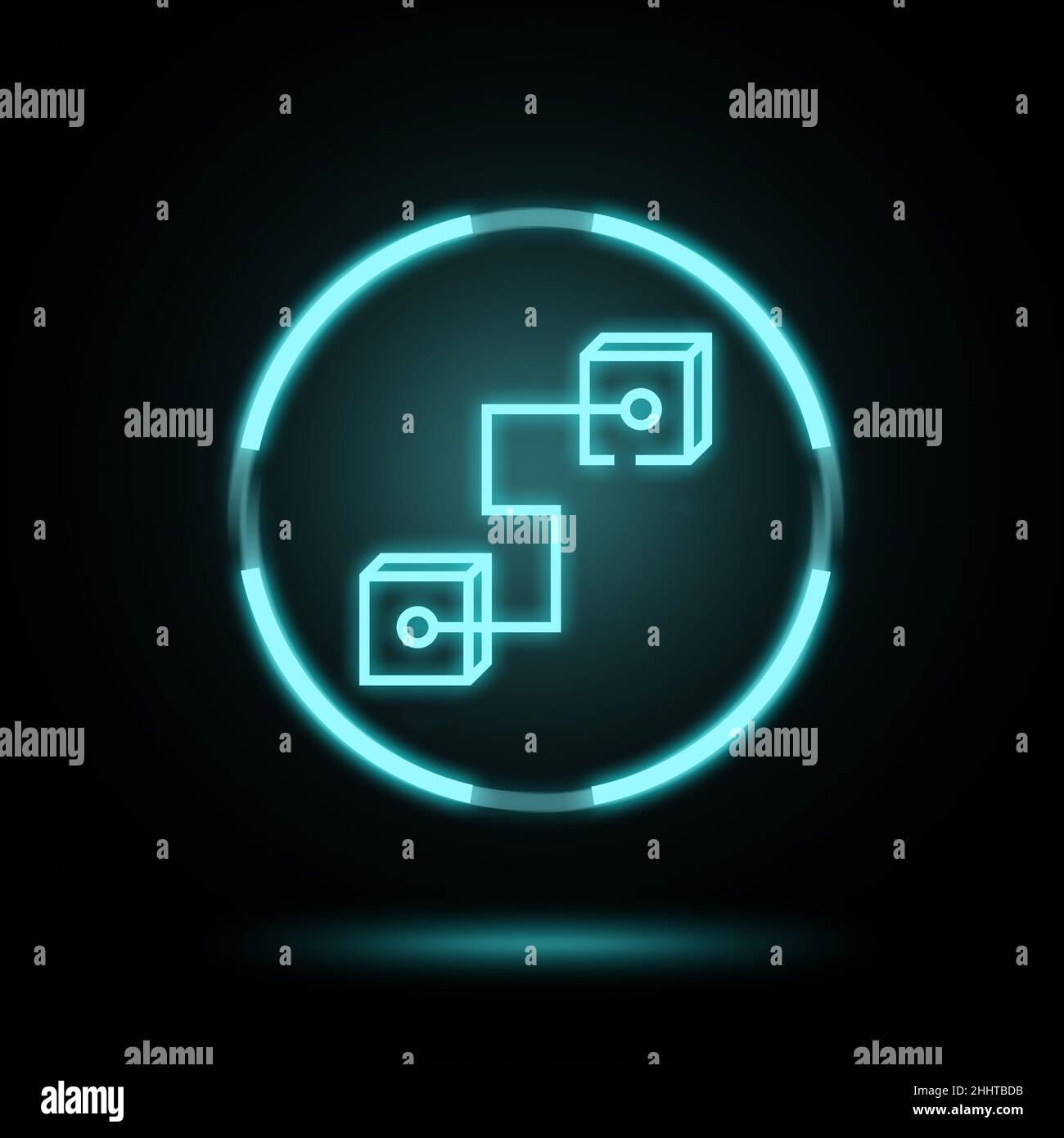 Blockchain concept. Chain of blocks with a certain number of ...