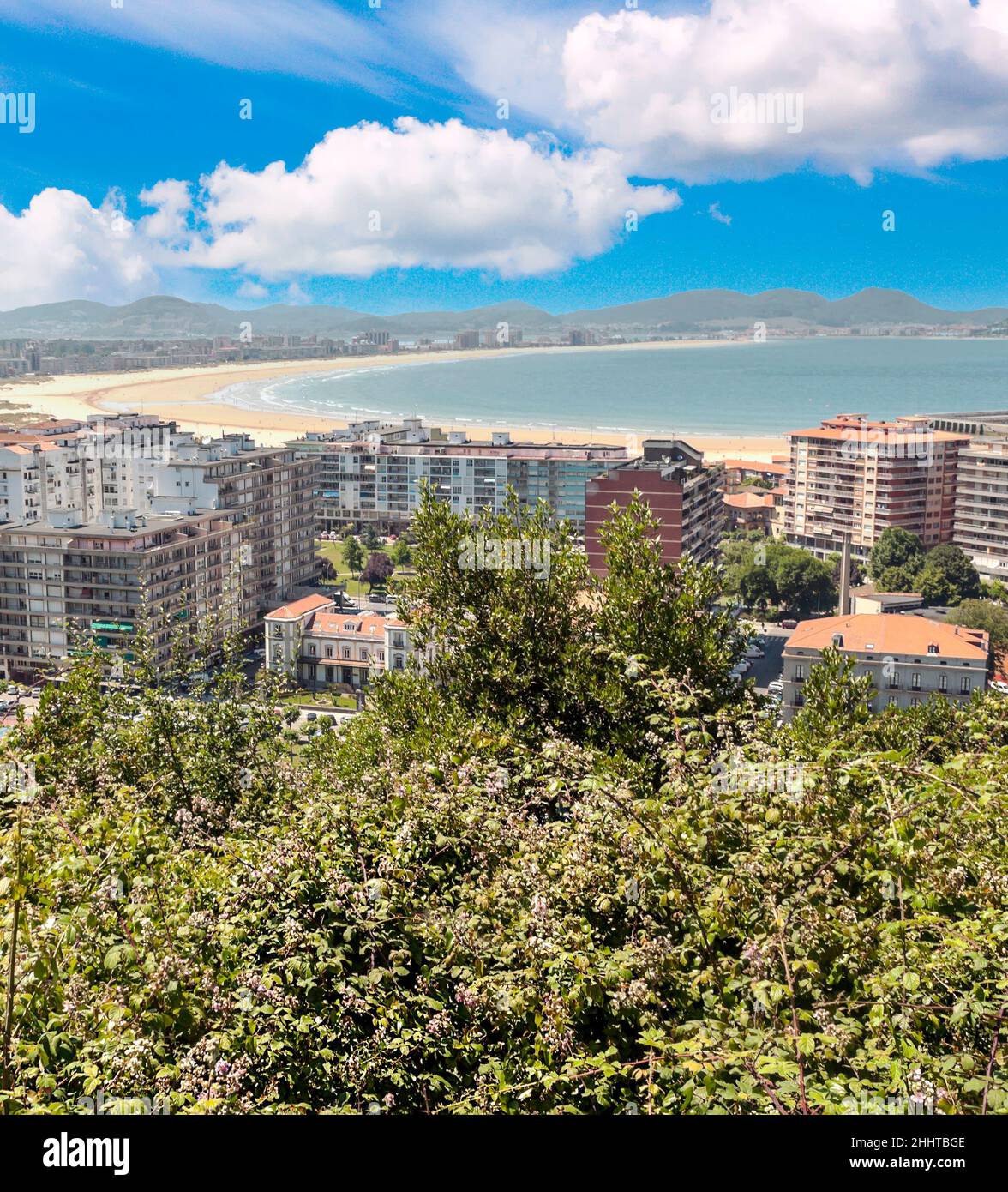Aerial view of the city of Santander with the sea in the background on ...