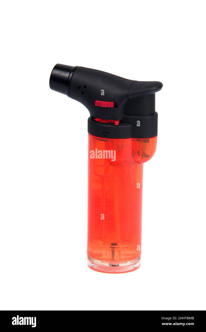 orange gas lighter isolated on the white Stock Photo - Alamy