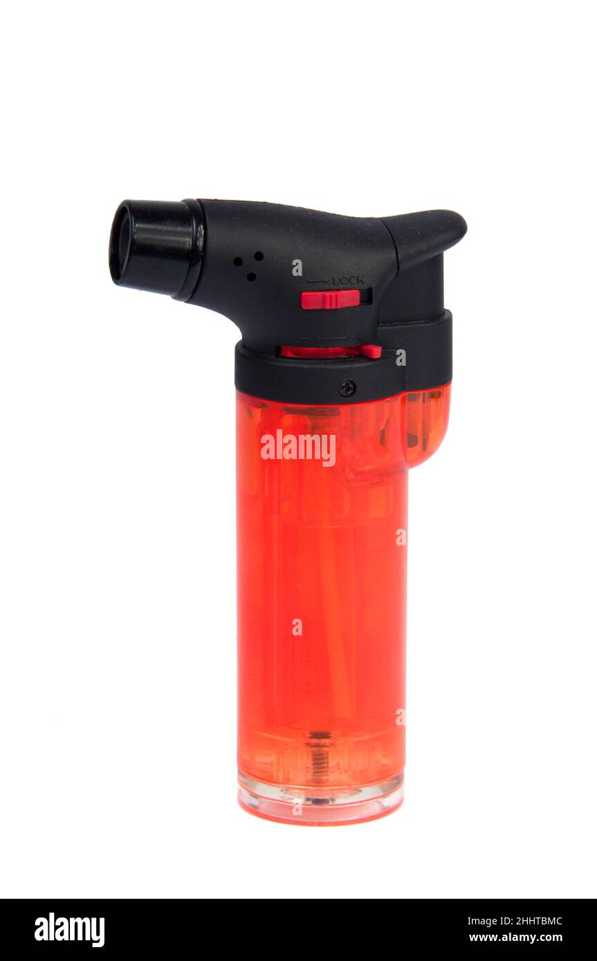 orange gas lighter isolated on the white Stock Photo - Alamy