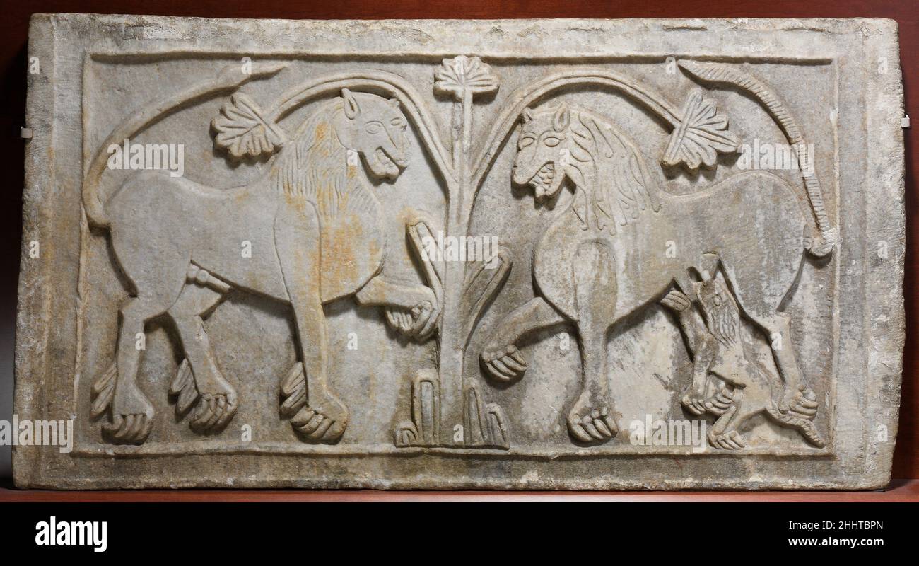 Relief Panel with Lion Family ca. 800–1000 South Italian The marble for ...