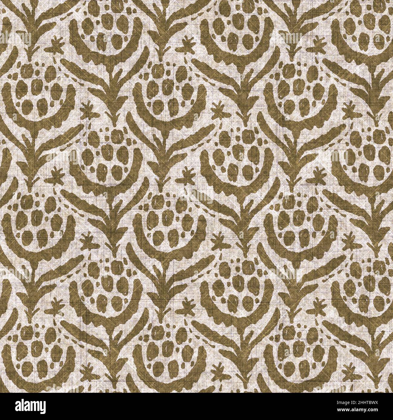 Sepia neutral botanical leaf seamless linen style pattern. Organic ...