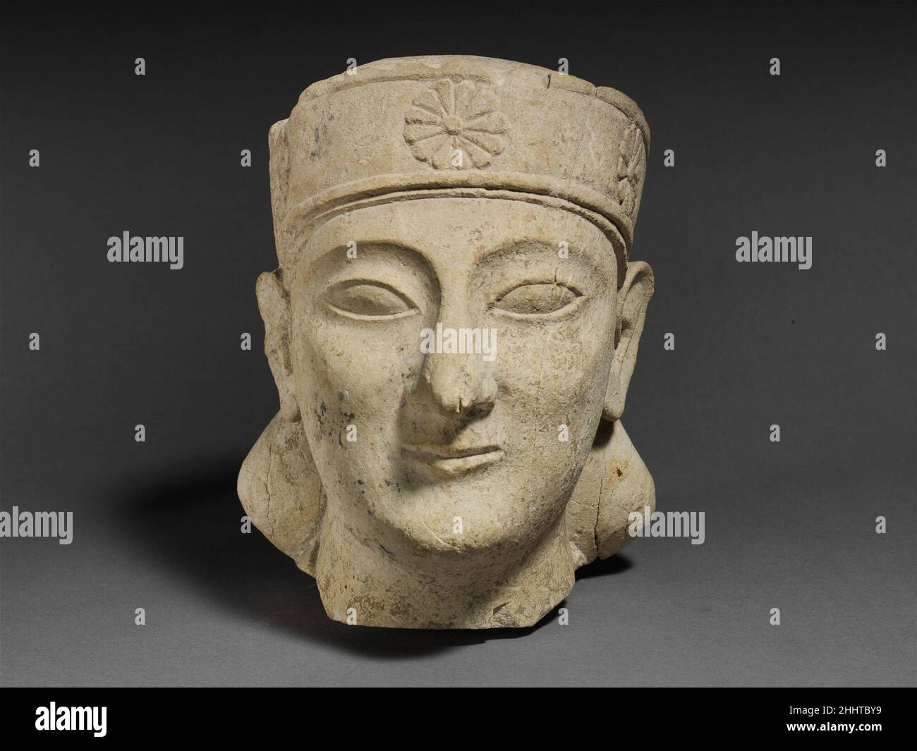 Limestone head of a beardless male with a diadem 2nd or 3rd quarter of ...
