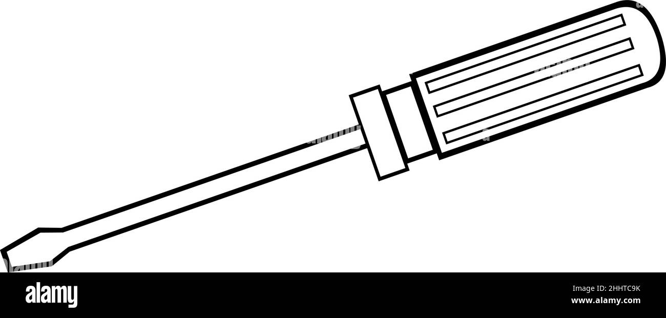 Vector illustration of a screwdriver drawn in black and white Stock ...