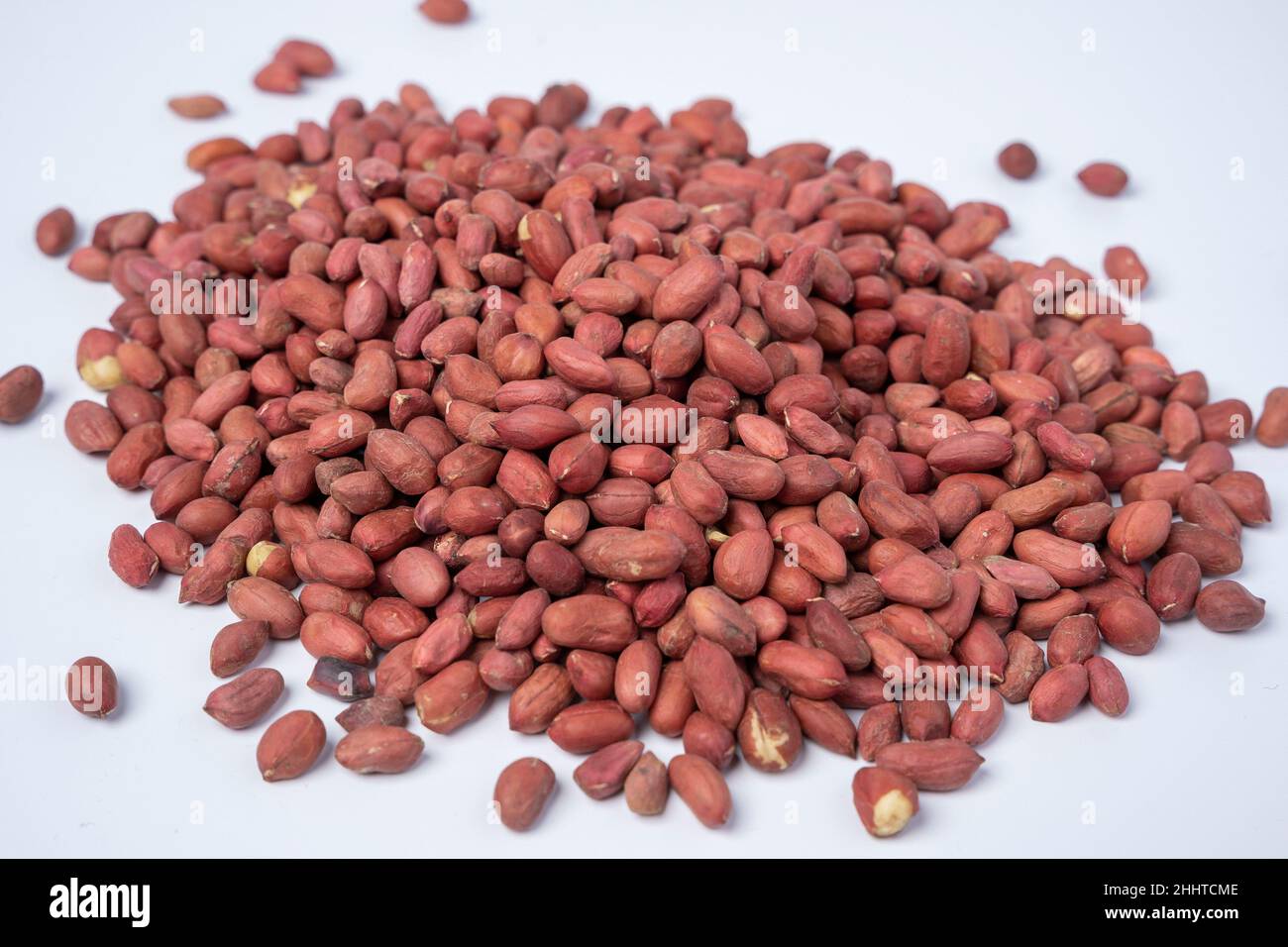 A pile of peeled raw peanuts. Peanuts without shells, peeled raw ...