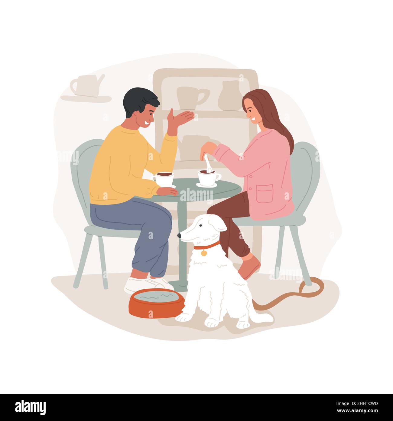 Pet-friendly cafe isolated cartoon vector illustration. Pet-friendly ...