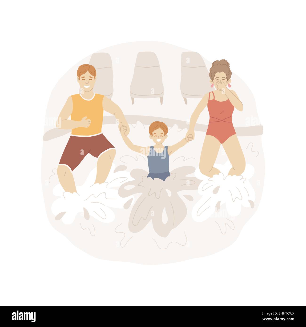 Jumping into a pool isolated cartoon vector illustration. Family fun at ...